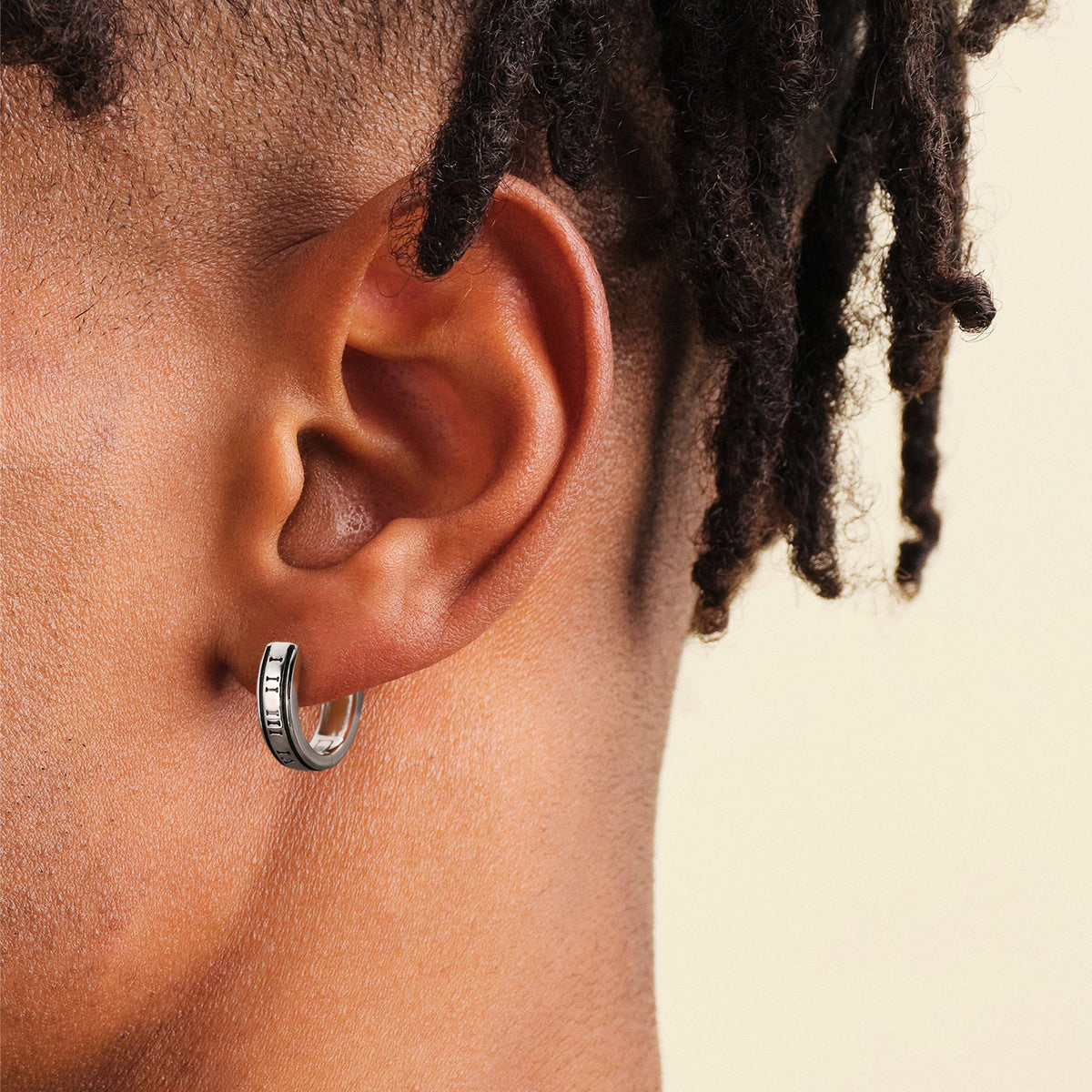 925 Sterling Silver Black Diamond Stud Earrings for Men - KRKC